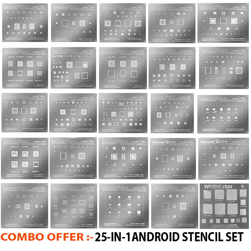 MECHANIC S24 ANDROID STENCILS SET 25 IN 1 - AKINFOTOOLS